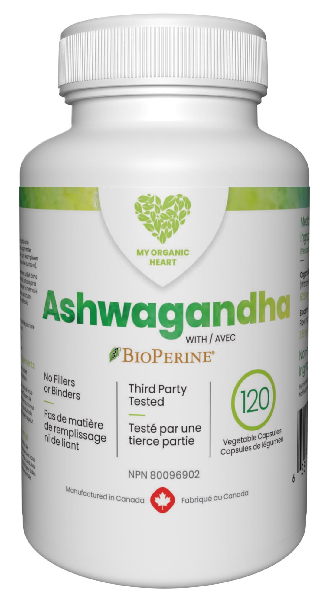 Organic ASHWAGANDHA + BLACK PEPPER (BioPerine) – 120 Vegetable Capsule ...
